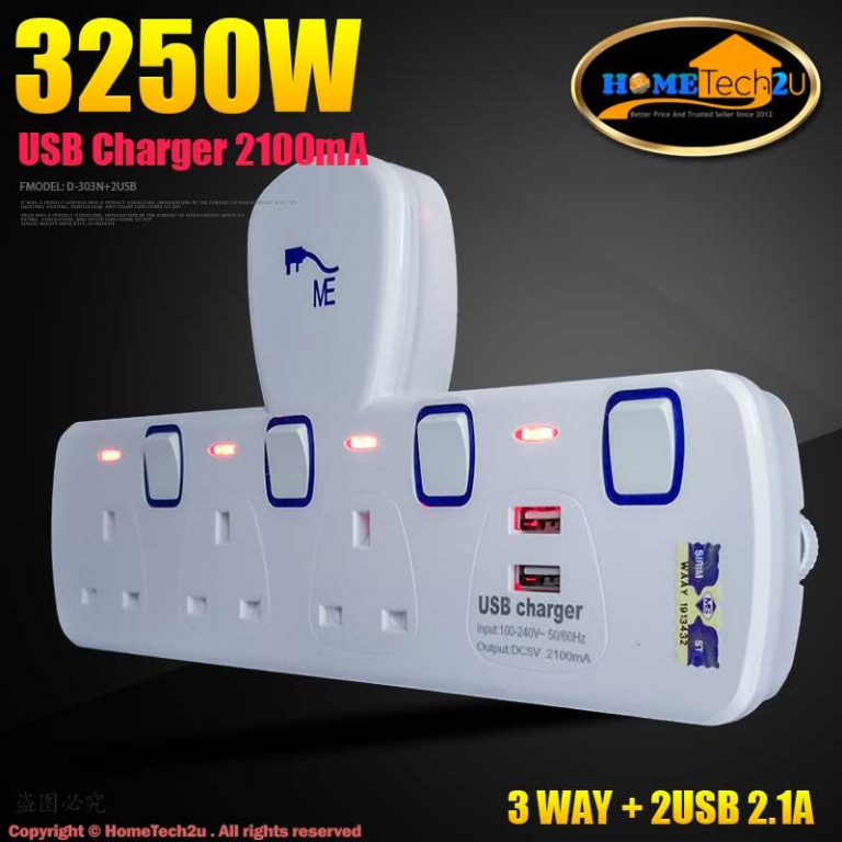Pilihan extension plug dan sockets usb di Lazada